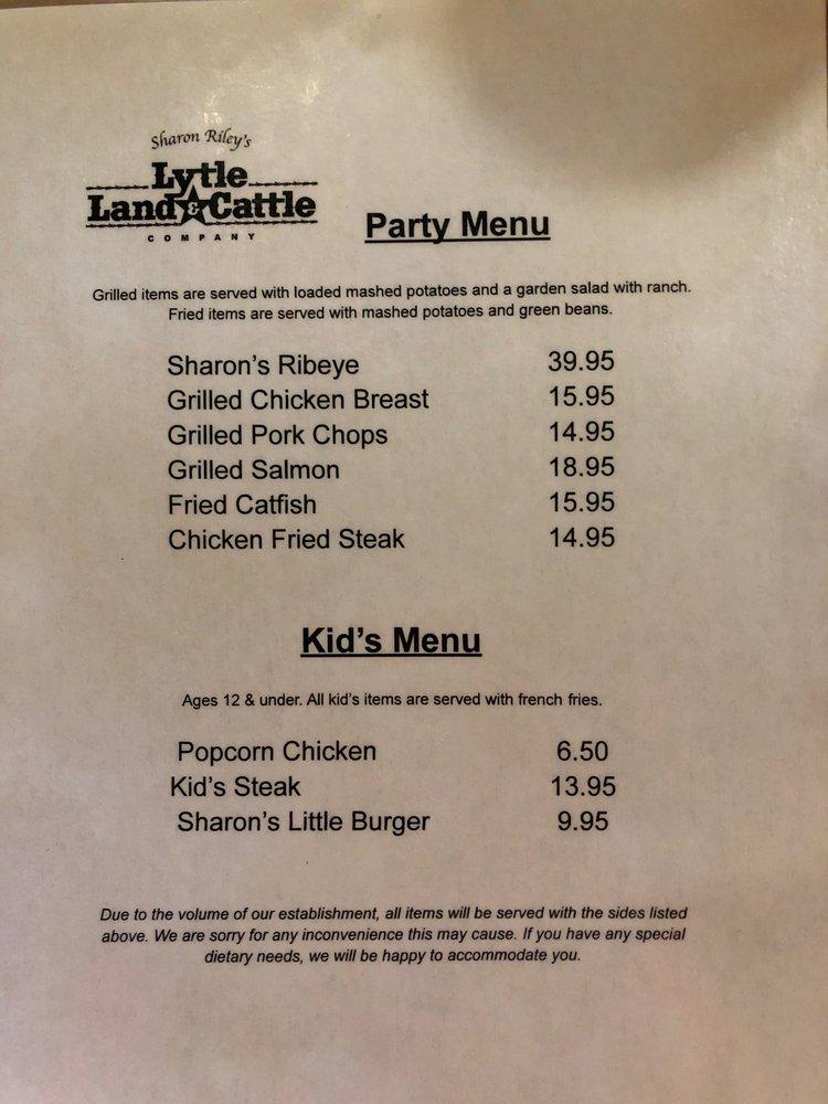 Menu at Lytle Land & Cattle Company steakhouse, Abilene