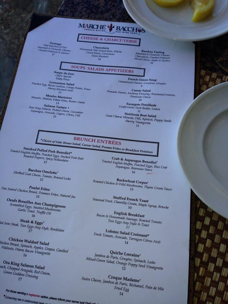 Menu at Marché Bacchus pub & bar, Las Vegas