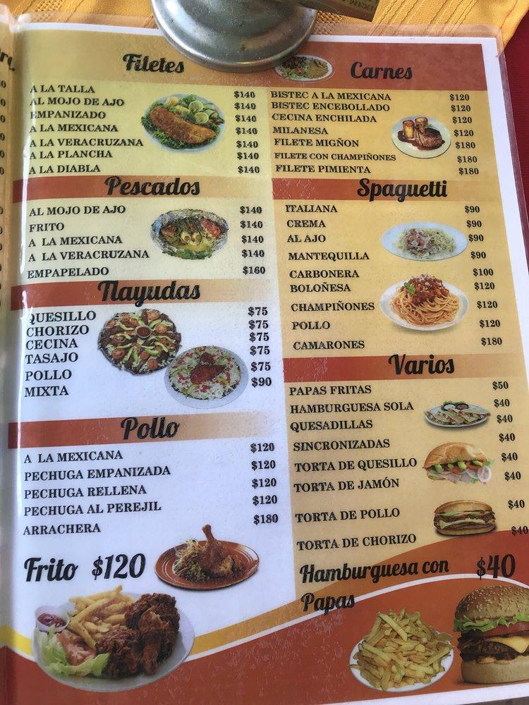 Carta de Restaurant Alicia, Puerto Escondido