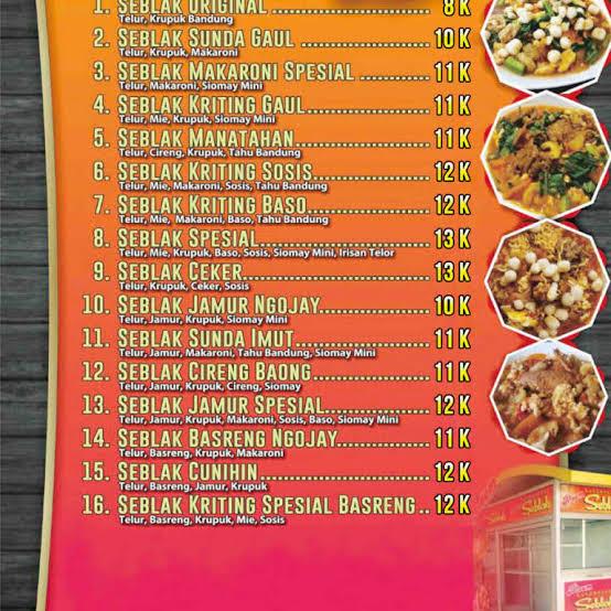 Menu at Seblak Bloom beringin restaurant, Semarang