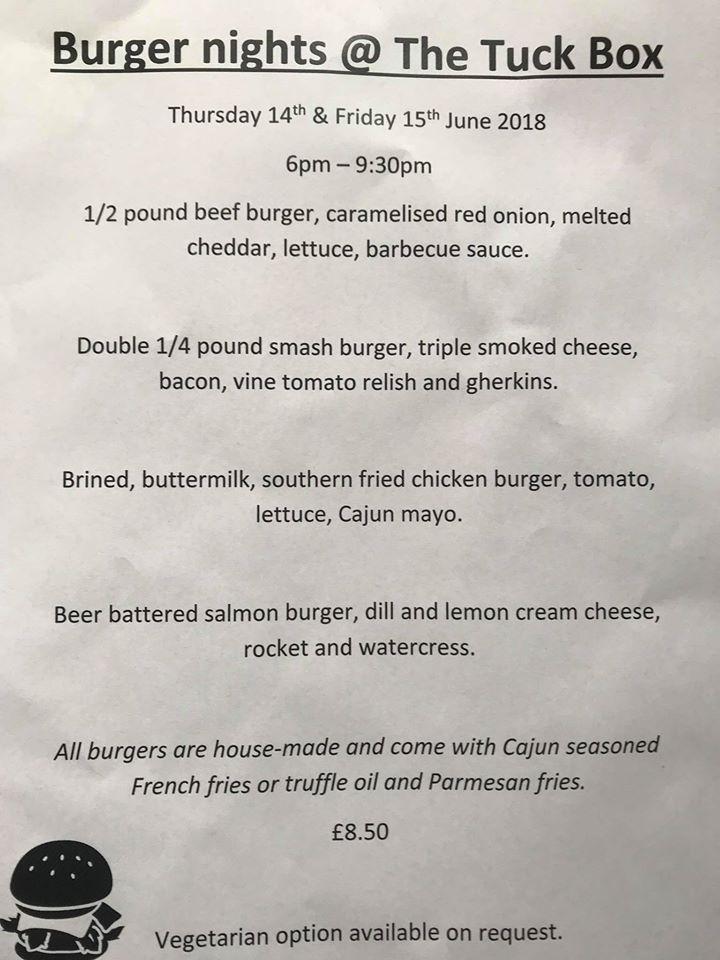 Menu at The Tuck Box fast food, Welshpool