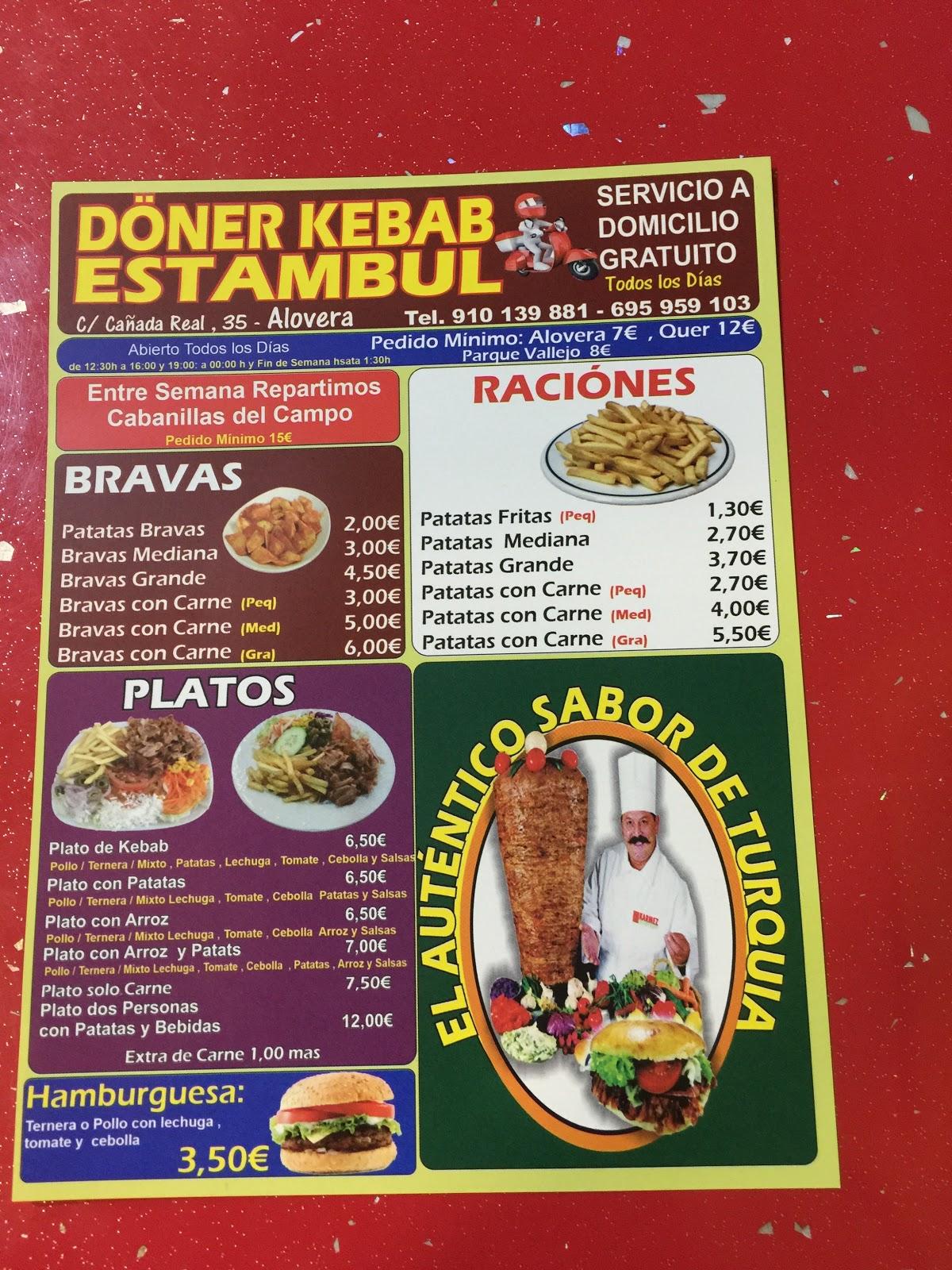 Carta de doner kebab alovera, Alovera