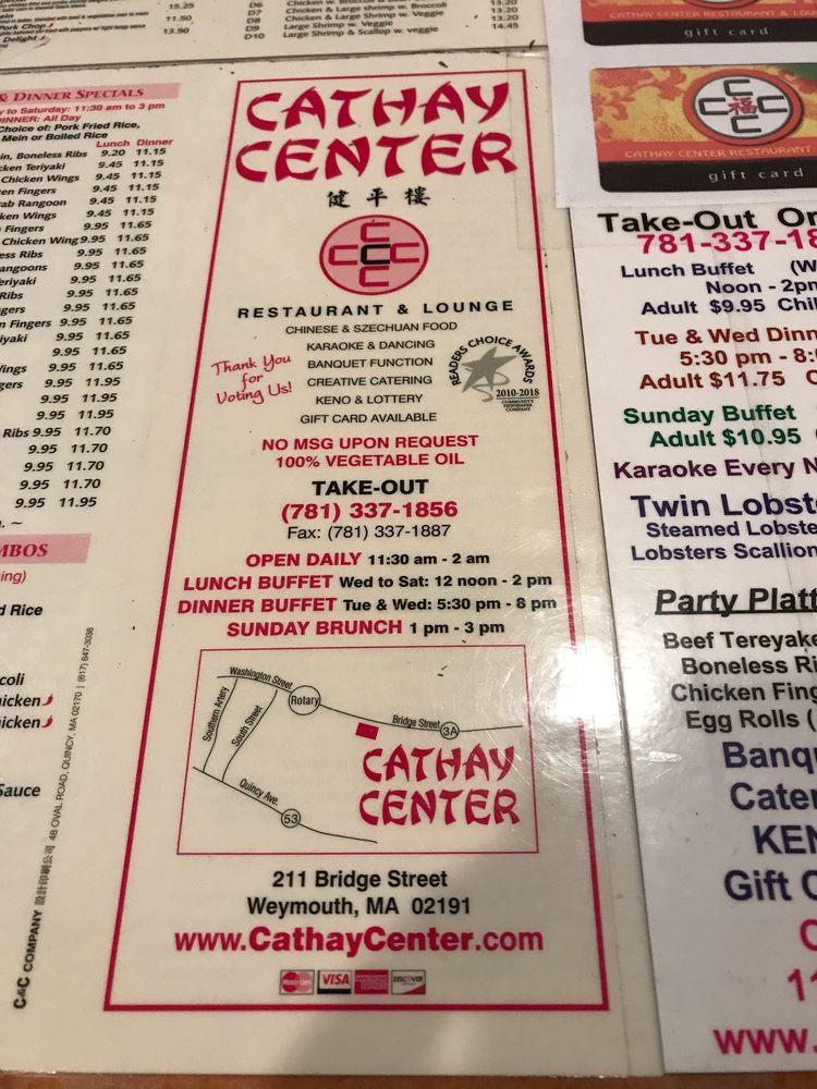 Menu at Cathay Center Restaurant, Weymouth