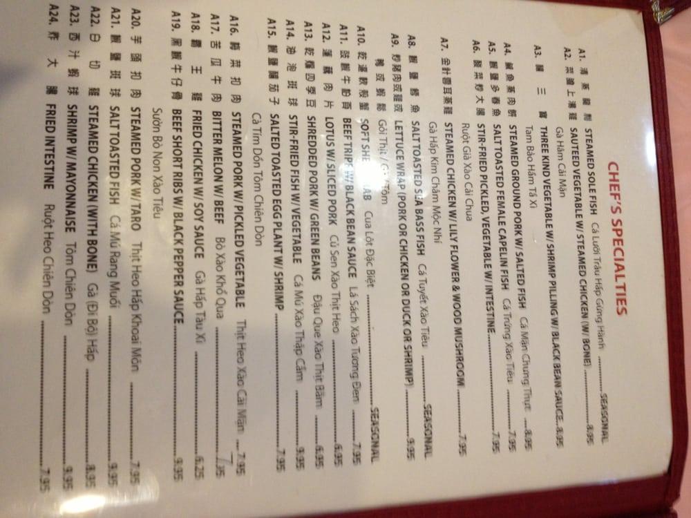 Menu at Chinese American Restaurant, Houston, Bissonnet St