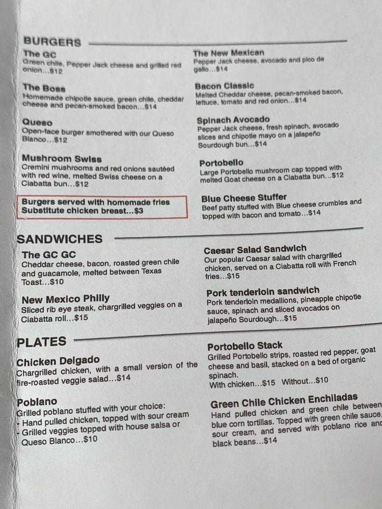 Menu at Grill Caliente pub & bar, Ruidoso, Sudderth Dr