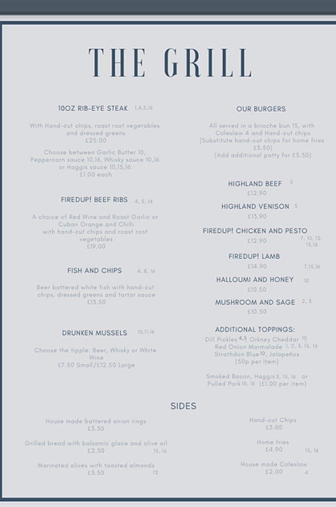 Menu at MacGregor's pub & bar, Inverness