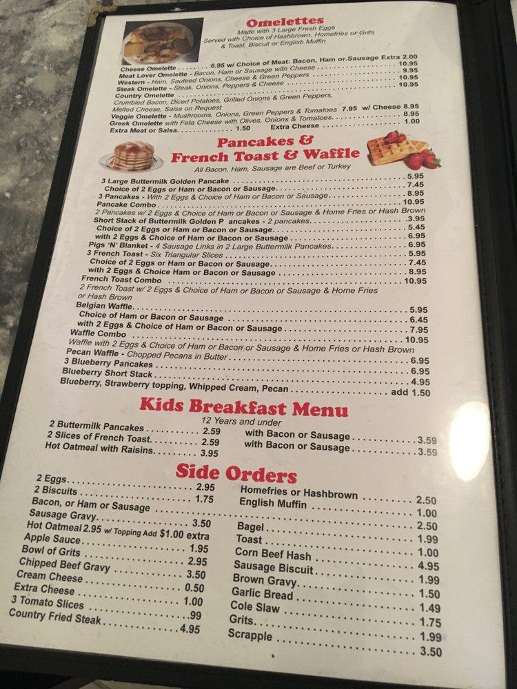 Menu at Marshall Diner restaurant, Marshall