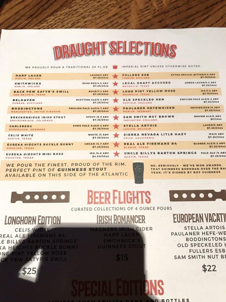 Menu at McGonigel's Mucky Duck pub & bar, Houston