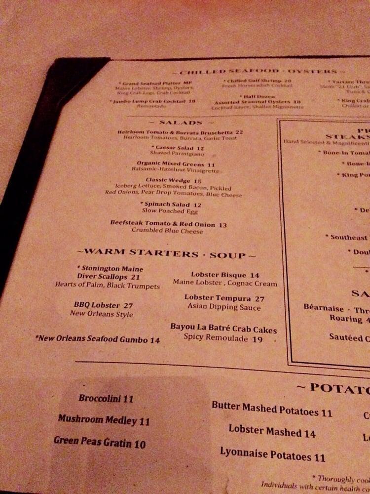 Menu at BR Prime steakhouse, Biloxi, 875 Beach Boulevard