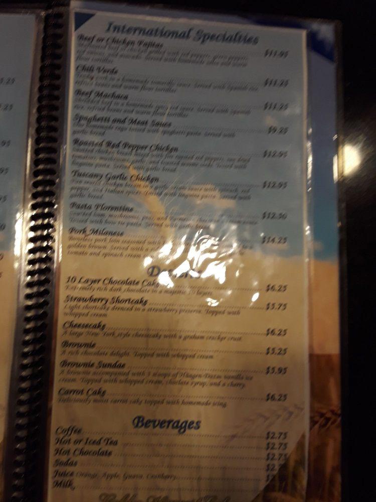 Menu at Golden Harvest Cafe, Wendover