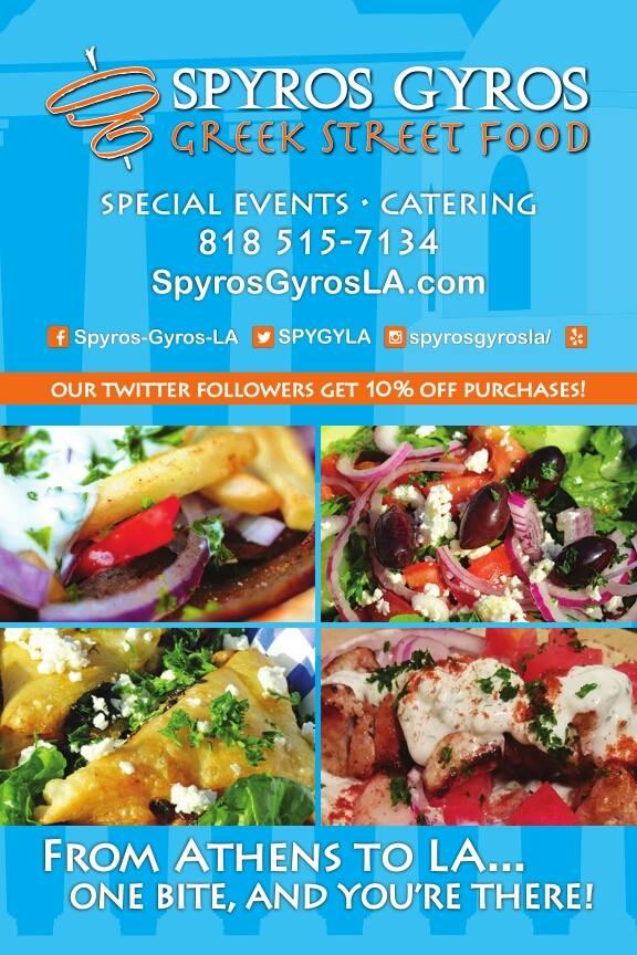 Menu at Spyros Gyros restaurant, Los Angeles