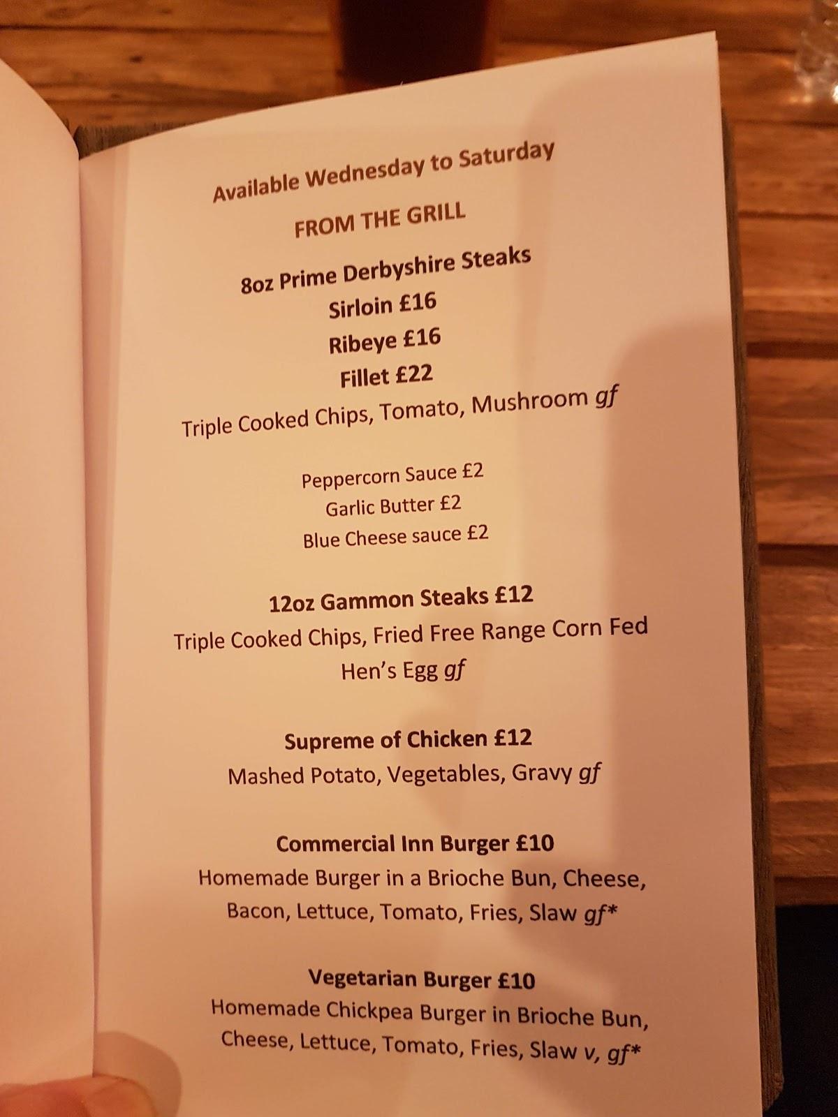 Menu at The Commercial Inn pub & bar, Glossop