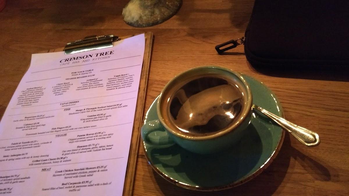 Menu at The Crimson Tree cafe, Nottingham