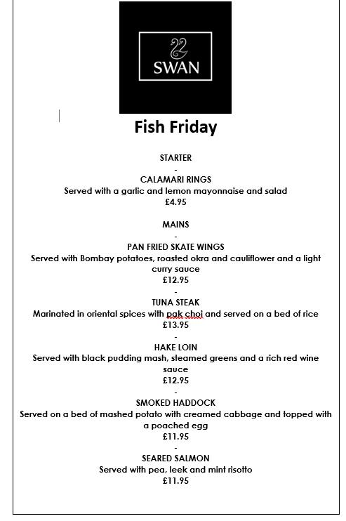 Menu at The Swan With Two Necks Pub, Rugeley