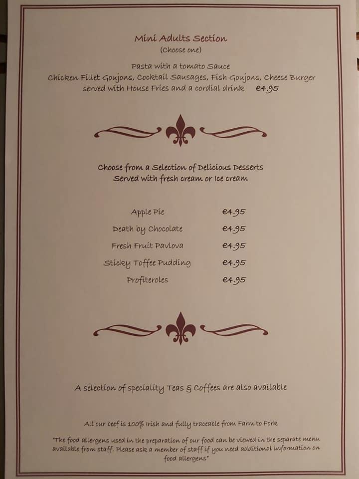 Menu at Friel's of Straffan pub & bar, Straffan