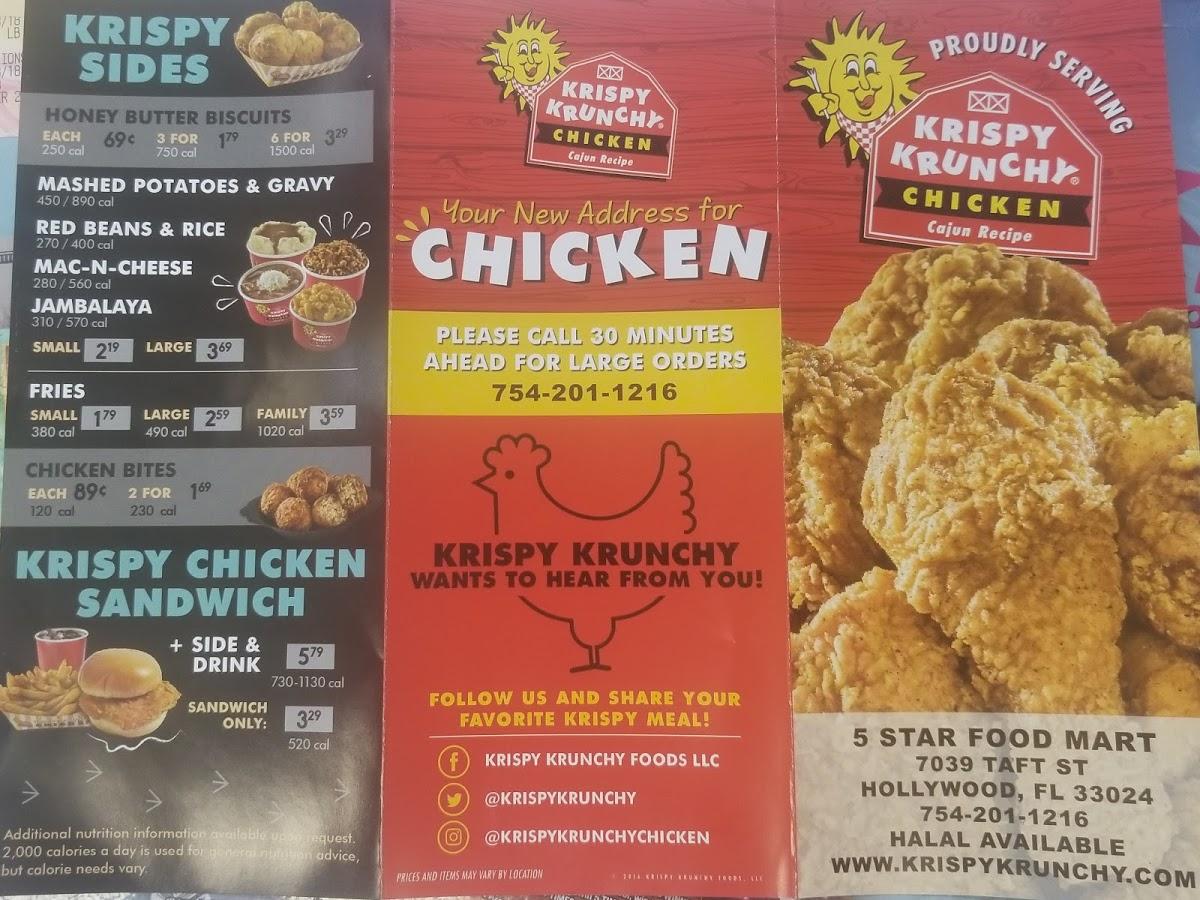 Menu at Krispy Krunchy Chicken restaurant, Hollywood