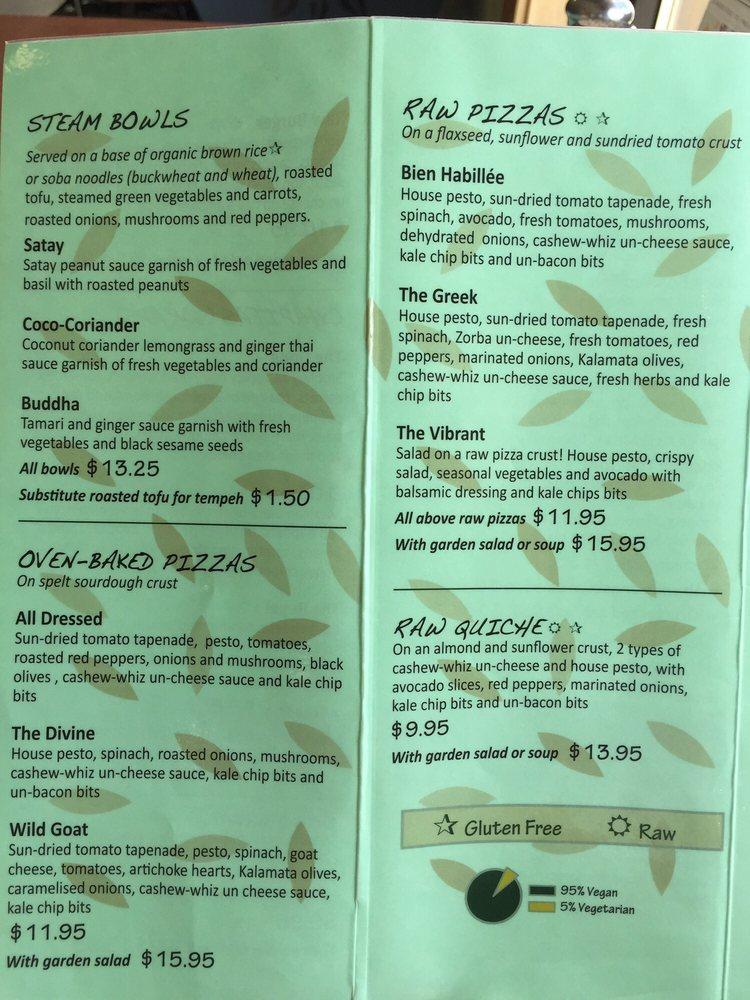 Menu at La Belle Verte restaurant, Gatineau