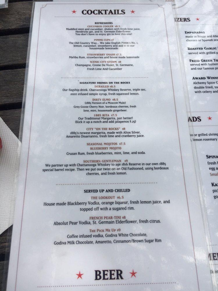 Menu at 1885 Grill restaurant, Chattanooga, St Elmo Ave