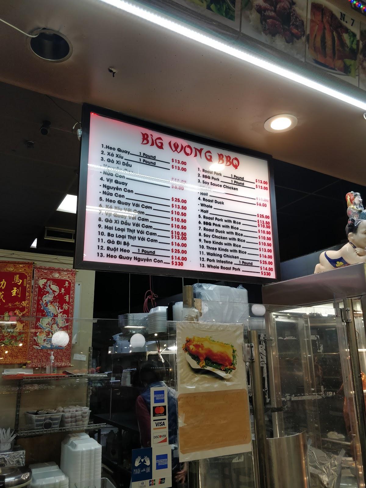 Menu at Big Wong BBQ, Norcross