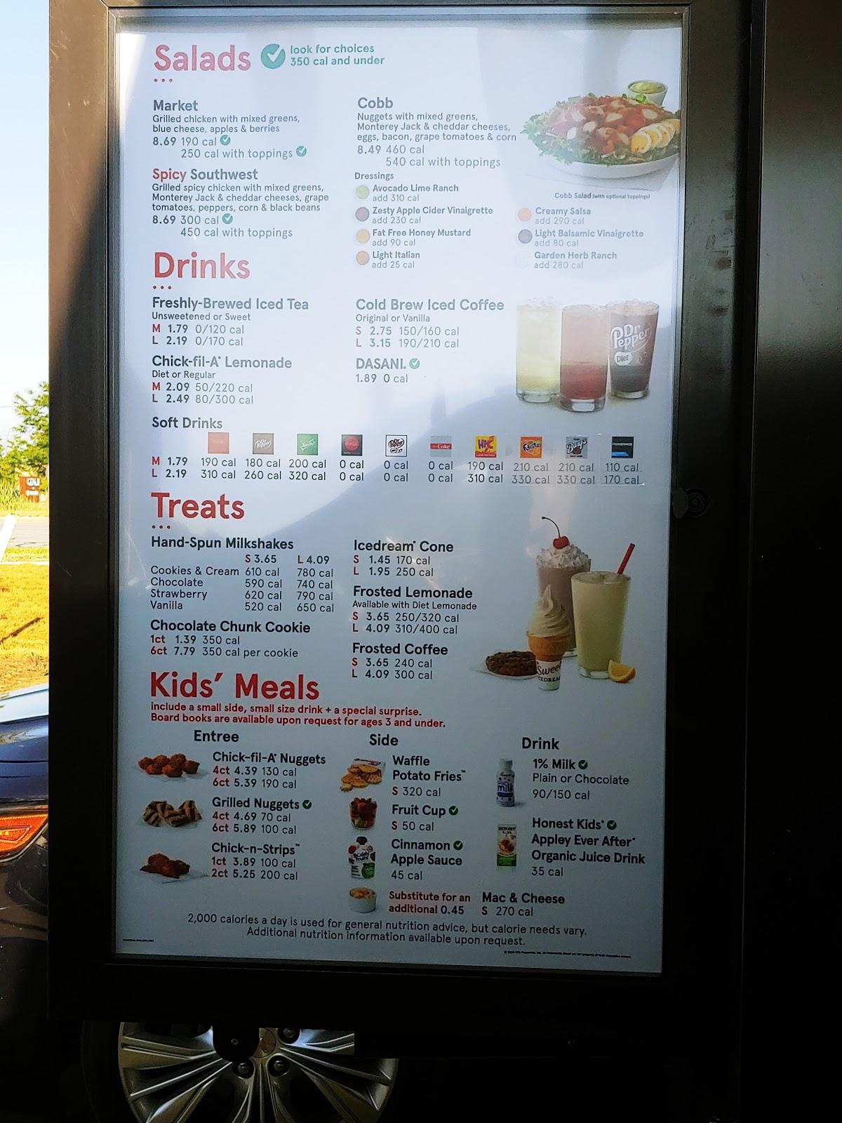Menu at Chick-fil-A fast food, Novi, Novi Rd