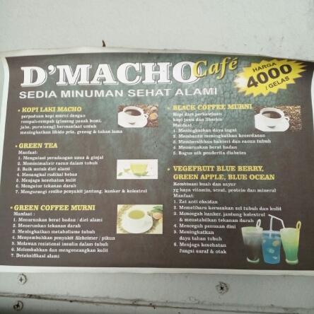 Menu at D'Macho Cafe (Warkop Imam), Betro