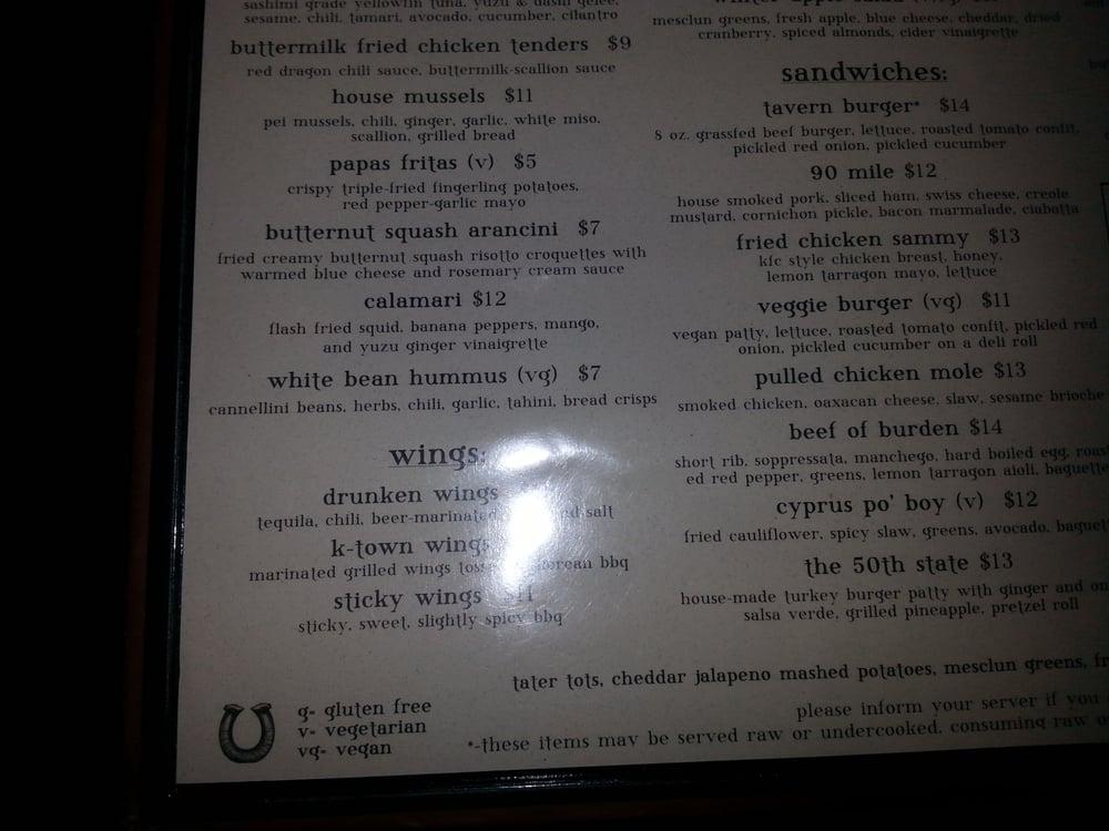 Menu at Five Horses Tavern - South End pub & bar, Boston, 535 Columbus Ave