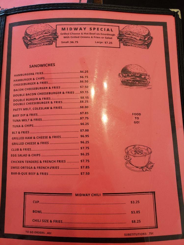 Menu at Midway Cafe, Ridgecrest
