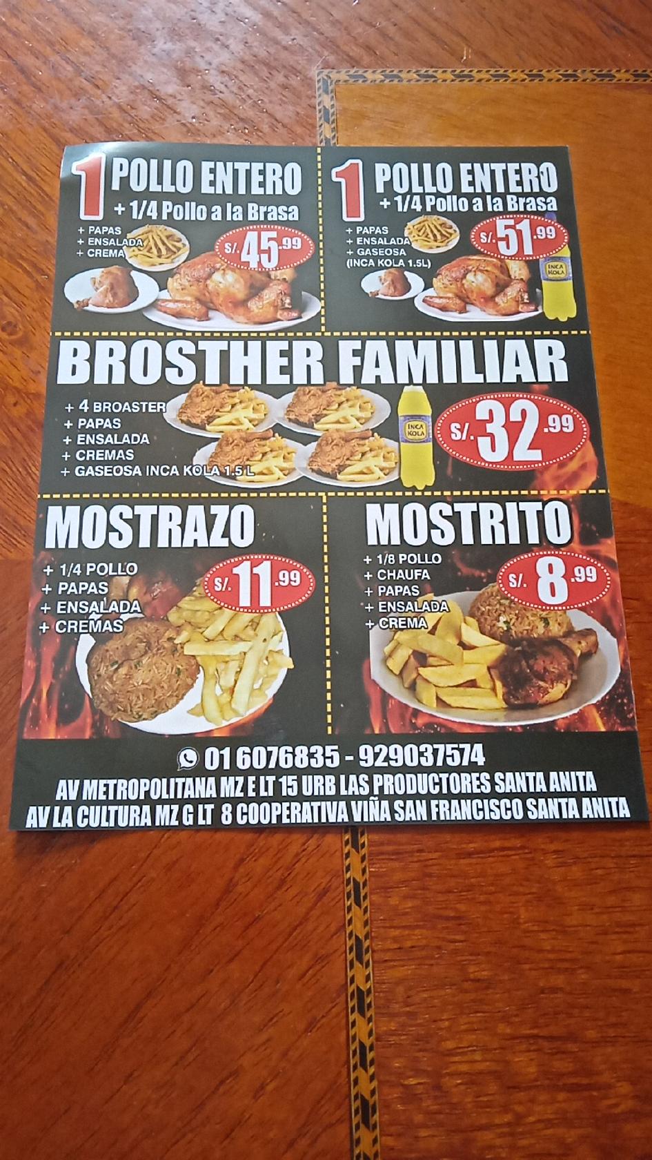 Carta de Pollos y parrillas keily, La Molina