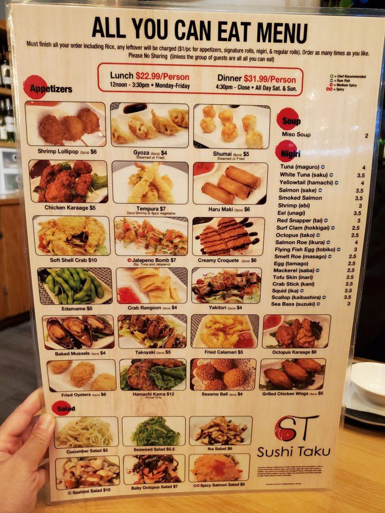Menu at Sushi Taku-Logan Square restaurant, Chicago