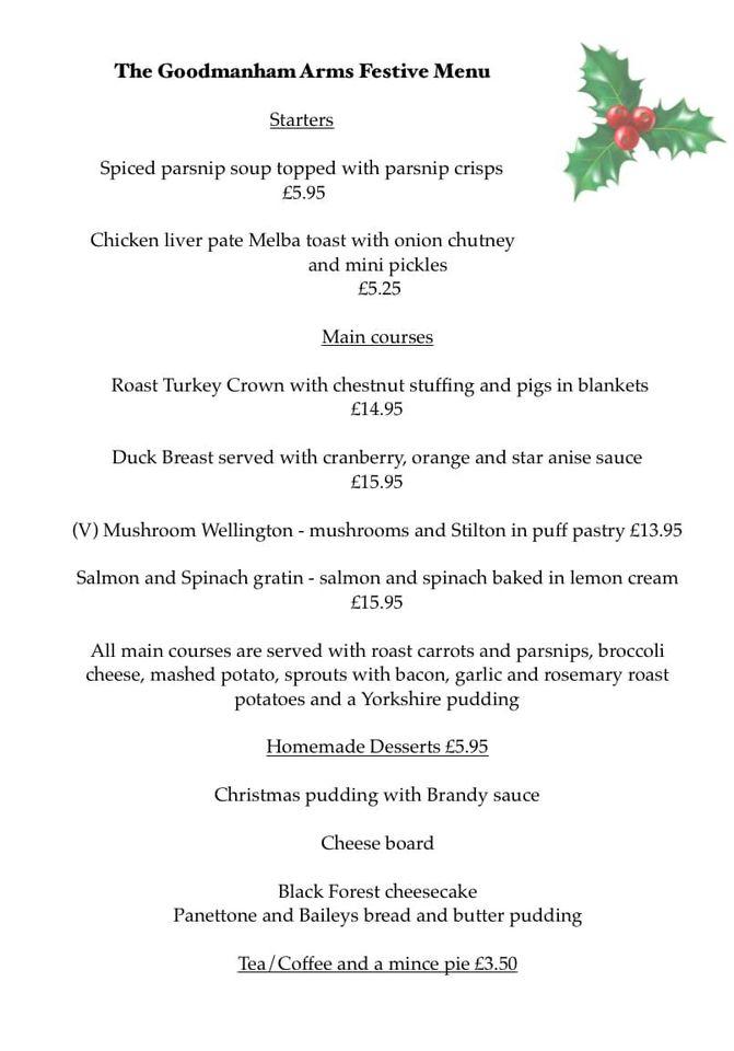 Menu at The Goodmanham Arms pub & bar, Goodmanham, Main St