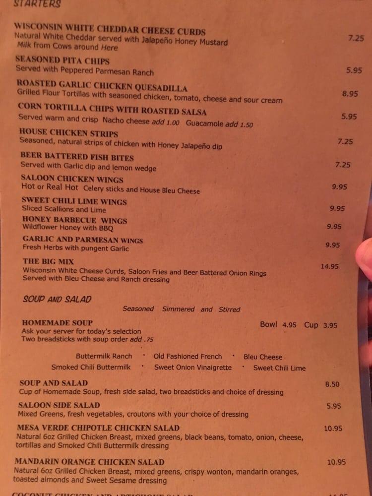 Menu at Old Saloon Bar & Grill, New Richmond