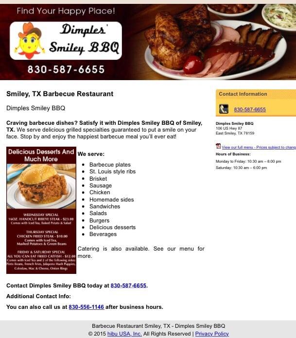 Carta de Smiley's Cafe, Smiley, 106 Fay Ave E
