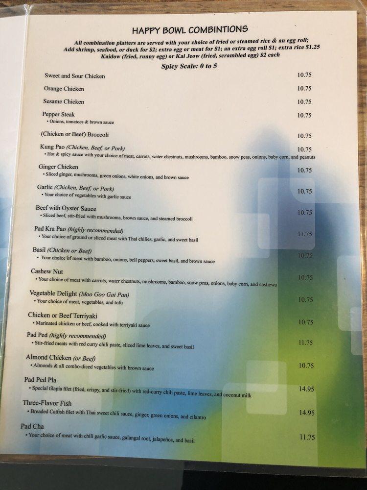 Menu at Happy Bowl restaurant, Fort Worth, White Settlement Rd