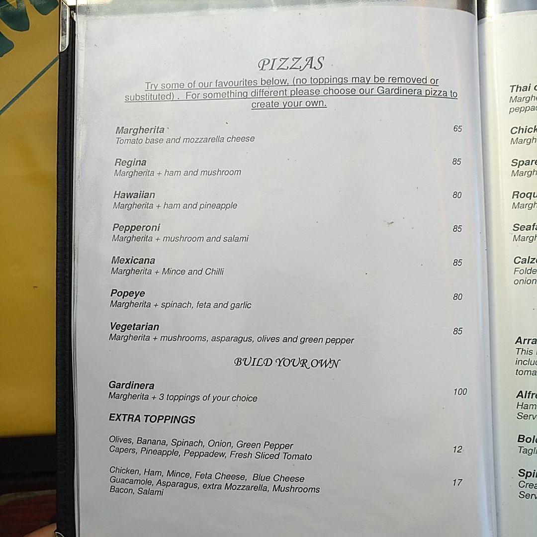 Menu at La Piazza restaurant, Sedgefield