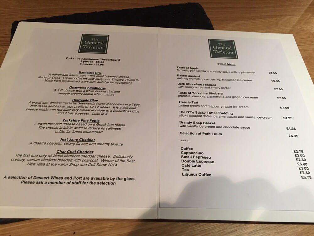 Menu at The General Tarleton pub & bar, Knaresborough