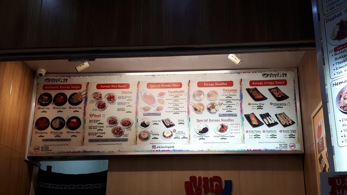 Menu at Kimchi-Go City Of Tomorrow restaurant, Surabaya