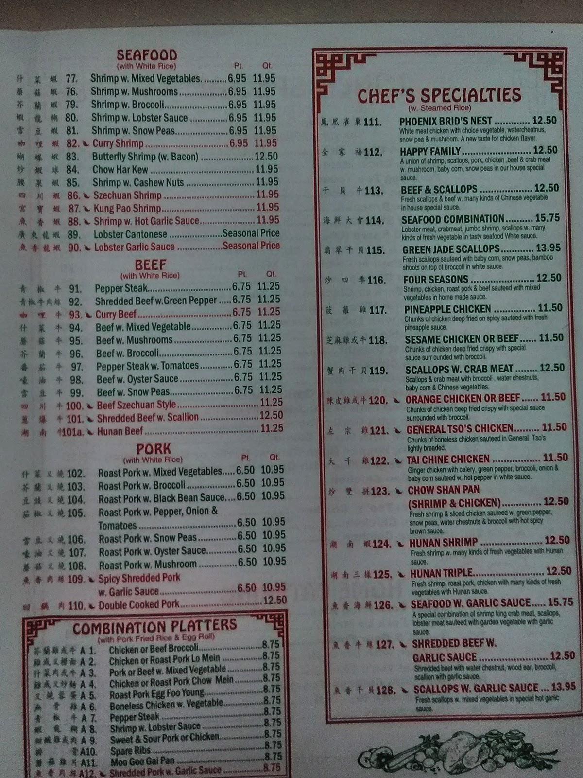 Menu at King's Chinese Carryout restaurant, Abingdon