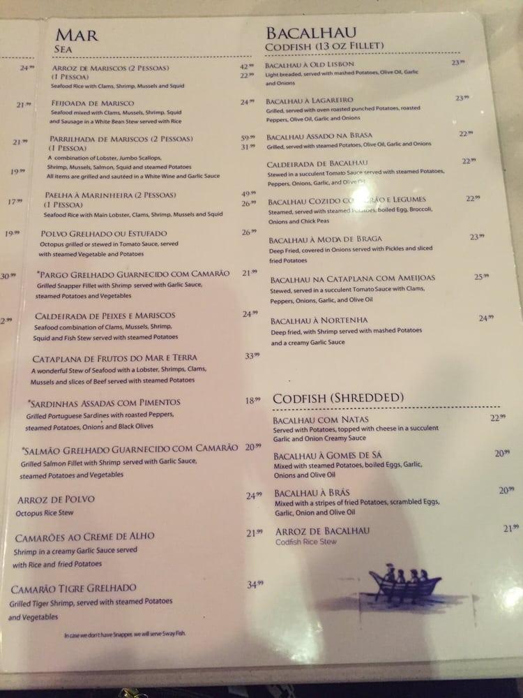 Menu at Old Lisbon Restaurants - South Miami, South Miami, Sunset Dr