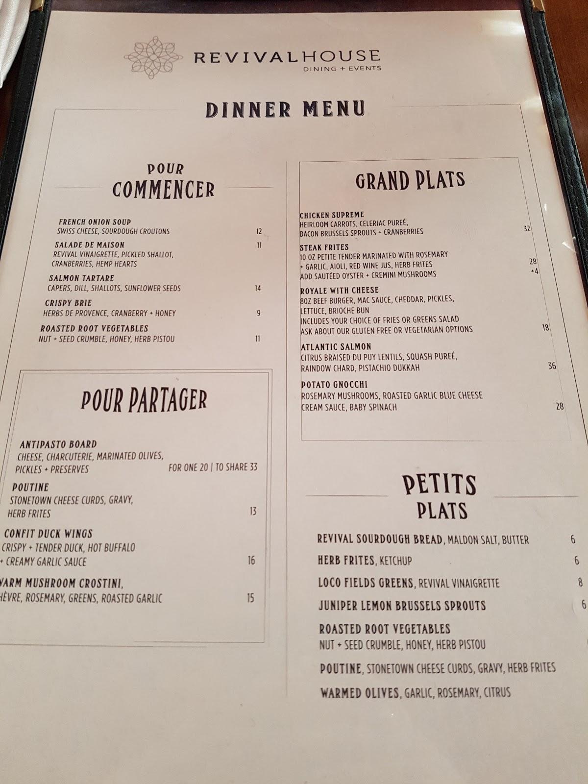 Menu at Revival House pub & bar, Stratford