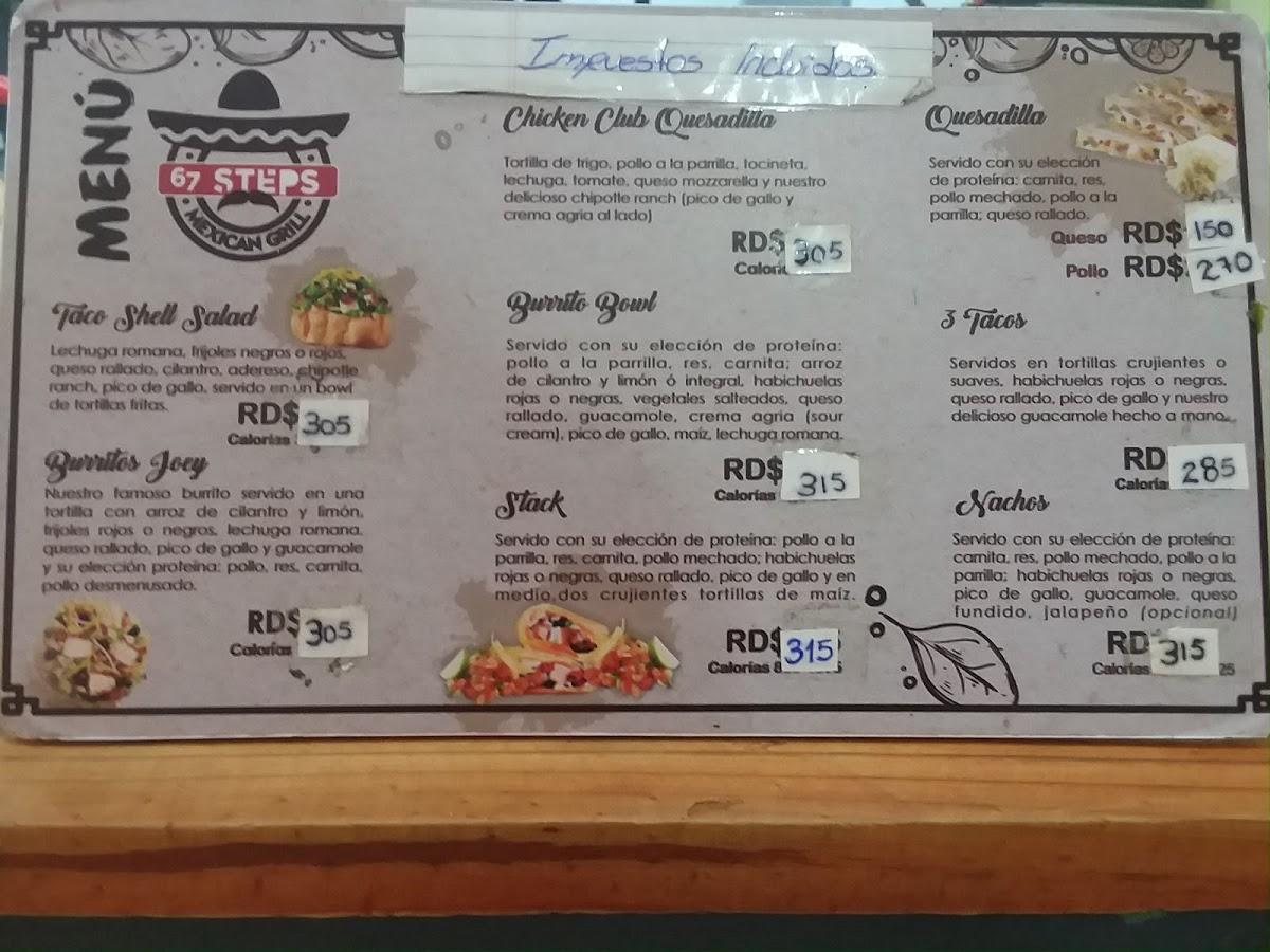 Menu at 67 STEPS restaurant, Santiago De Los Caballeros, Calle Ponce