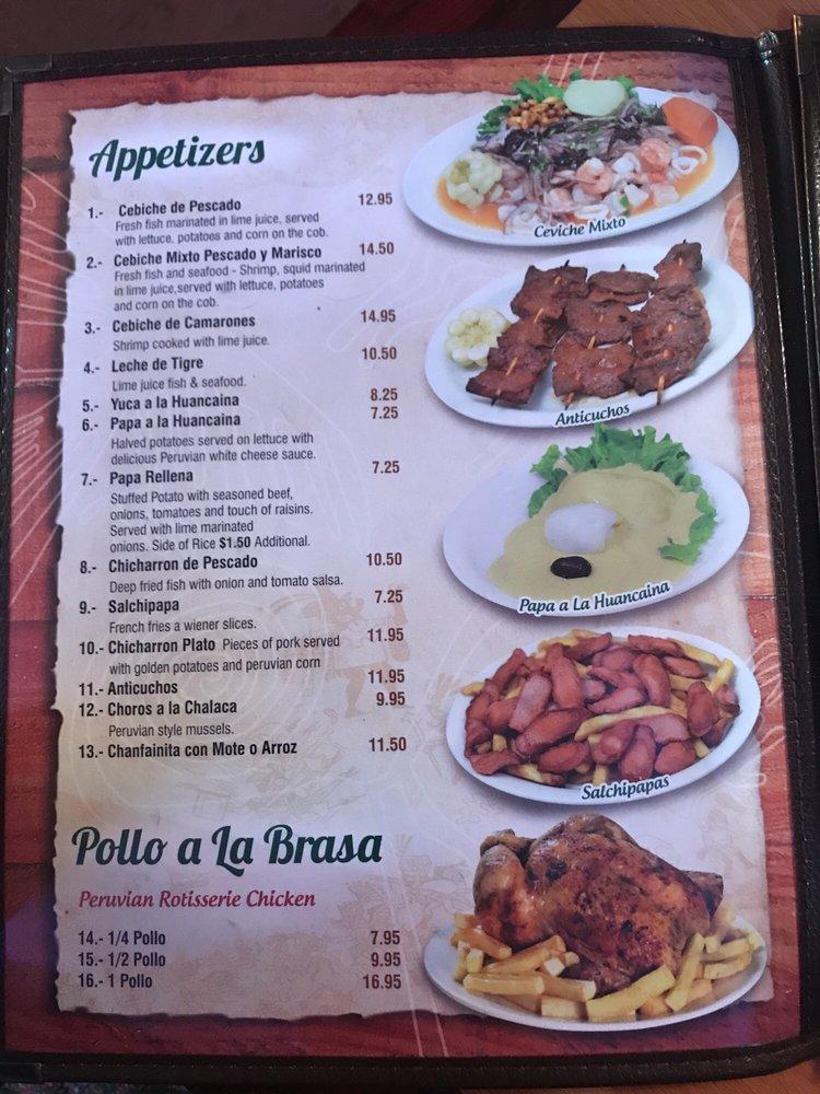 Menu at Aires Del Peru - Peruvian Cuisine & Seafood pizzeria, Garden Grove