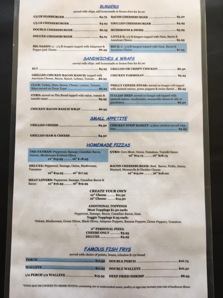 Menu at Eastside Bar & Grill, Marinette