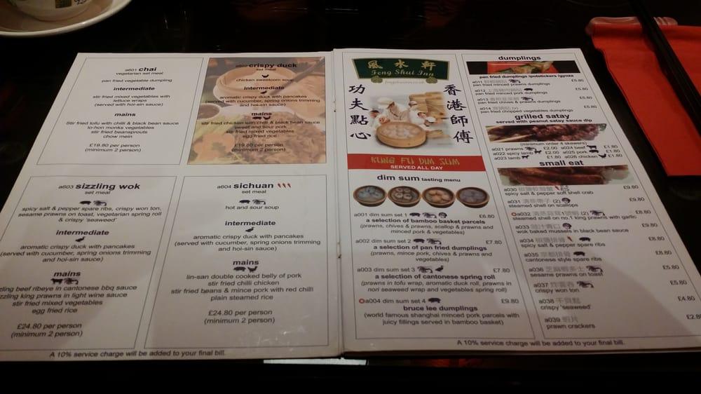 Menu at Feng Shui Inn restaurant, London