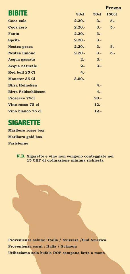 Menu da La Lupa, Lugano
