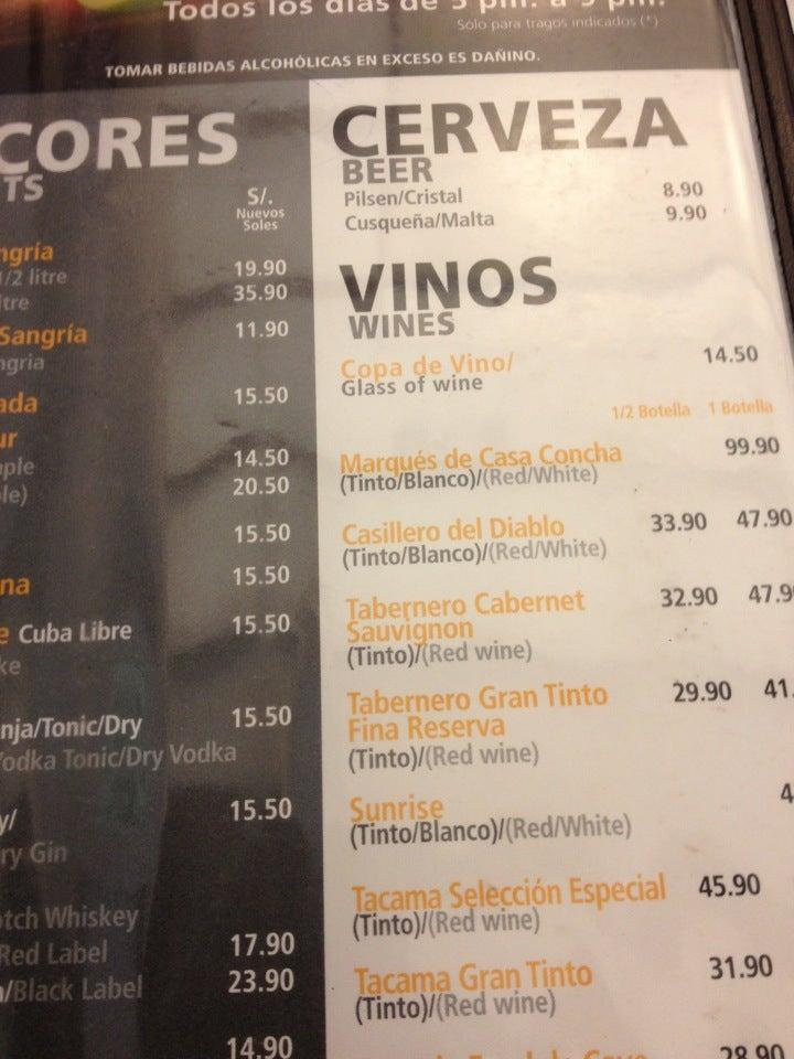 Carta del restaurante Pardos Chicken Surco, Lima, Av. Club Golf los ...