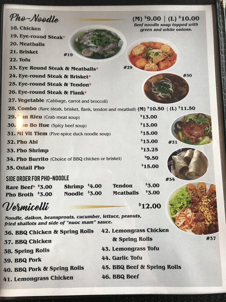 Menu at Pho Time restaurant, Aiea
