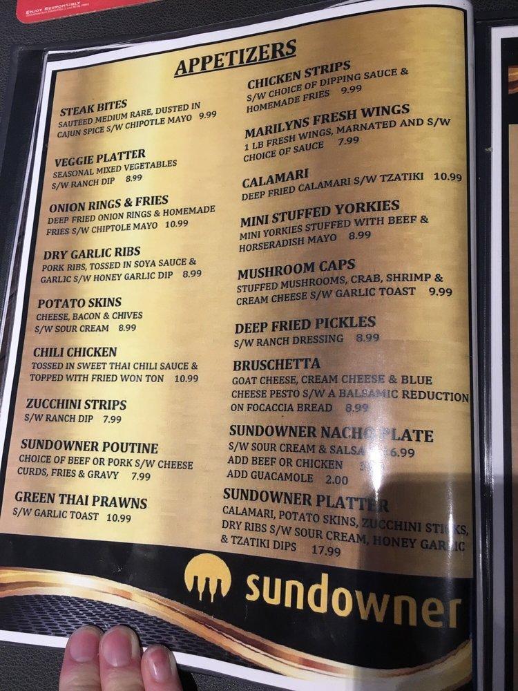 Menu at Sundowner pub & bar, Delta