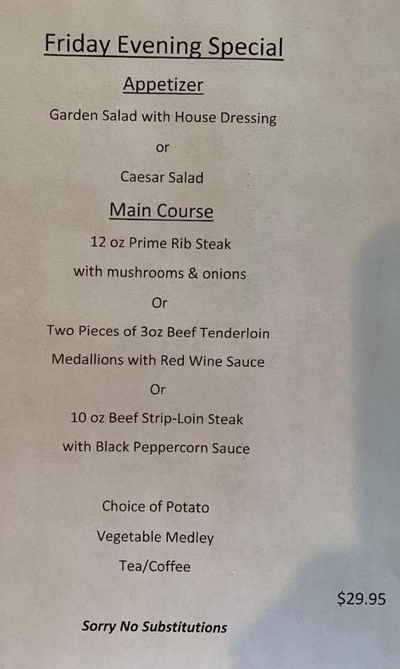 Menu at Two Seasons Restaurant and Bar, Labrador City