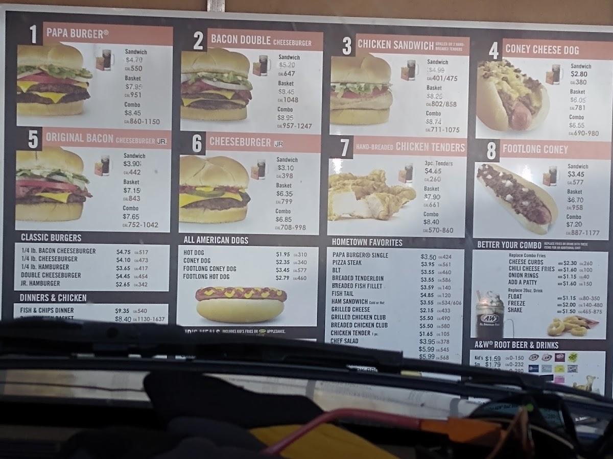 Menu at A&W Restaurant, Greensburg
