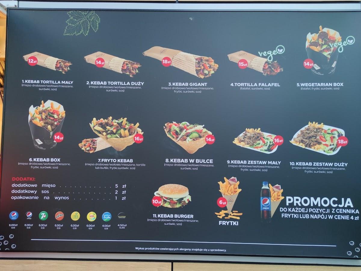 Carta de Bafra Kebab Smolec, Smolec